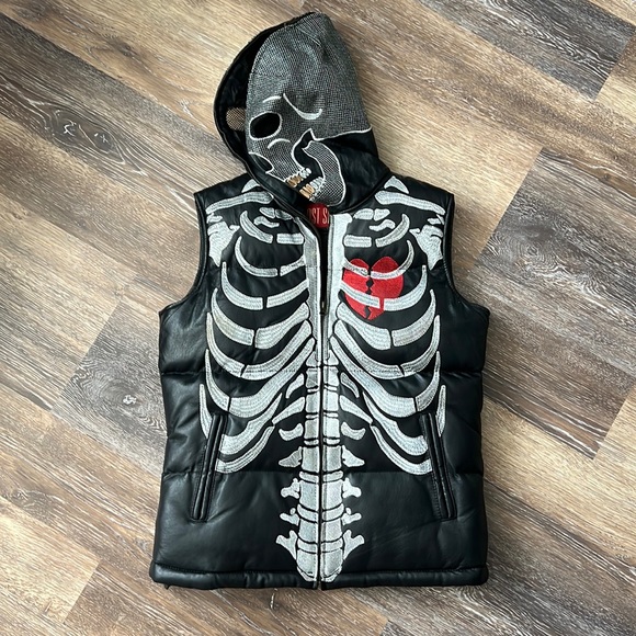 east side | Jackets & Coats | S Small Genuine Leather Skeleton Vest ...